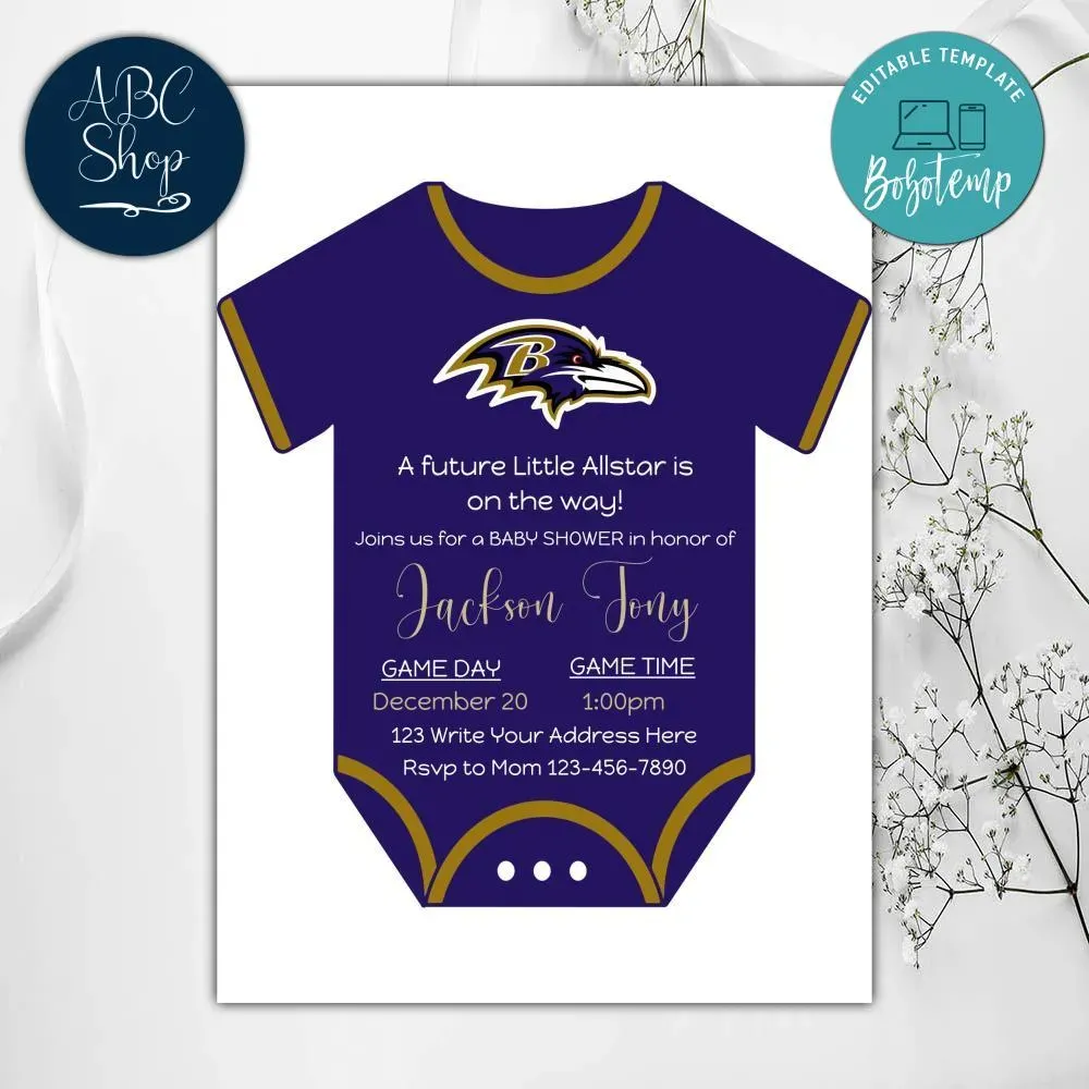 Baltimore Ravens Baby Shower Invitation Instant Download | Bobotemp
