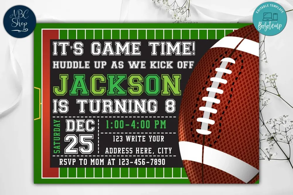 Rugby Invitation Instant Download | Bobotemp