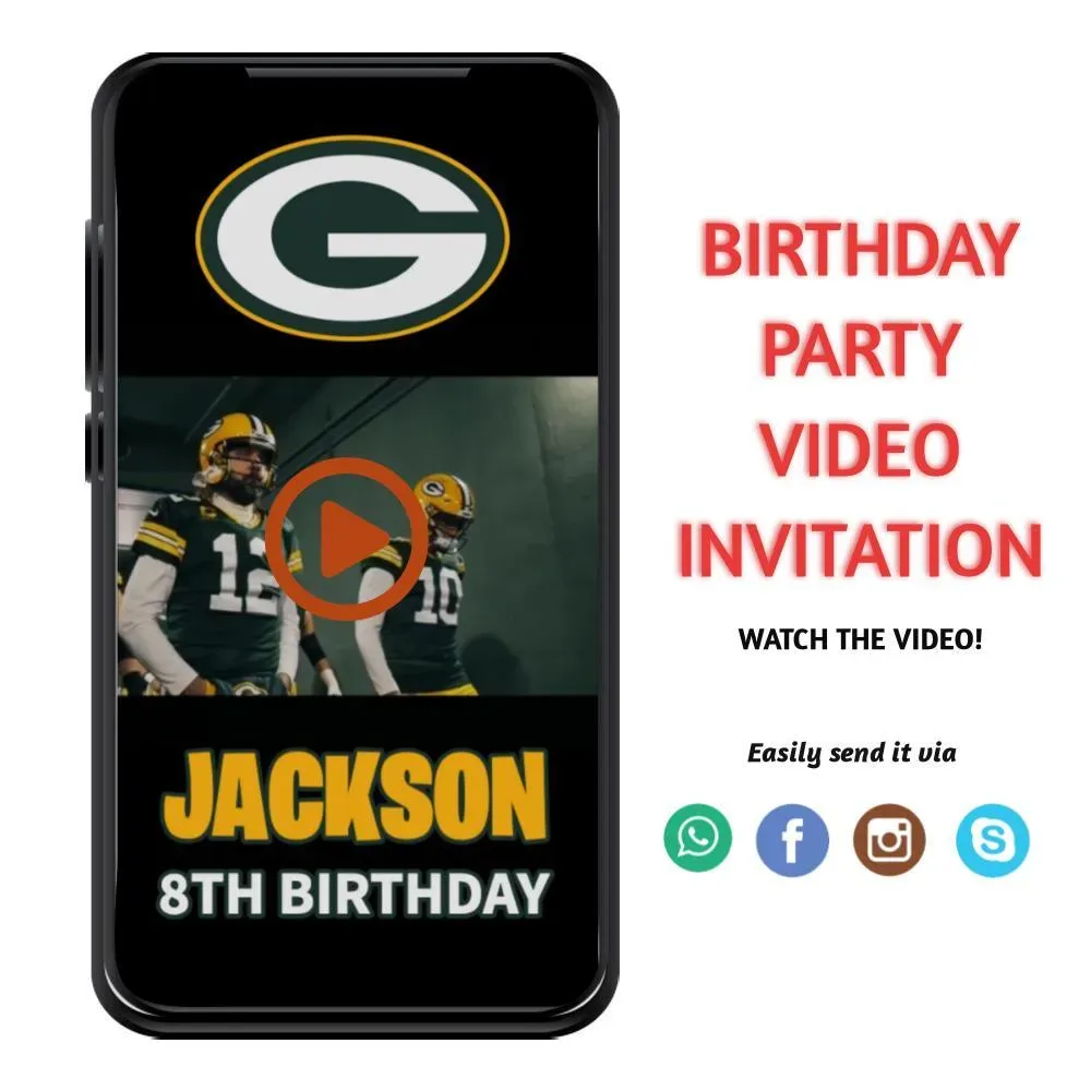 Green Bay Packers Invitation Digital Template Instant Download | Bobotemp