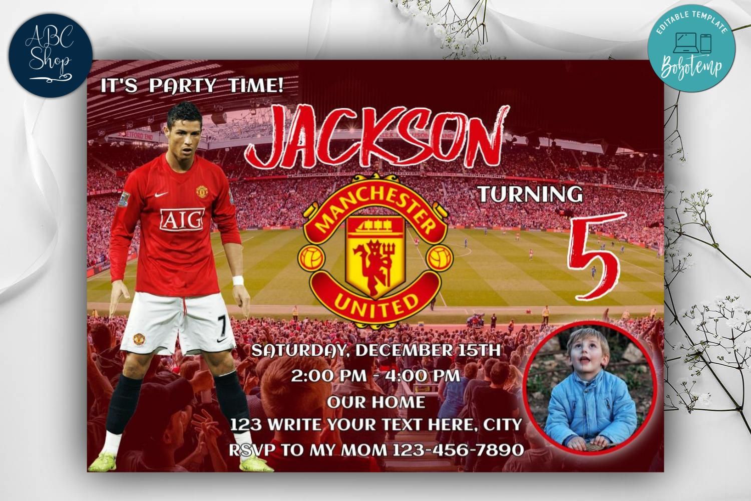 Manchester United Birthday Invites Instant Download Createpartylabels