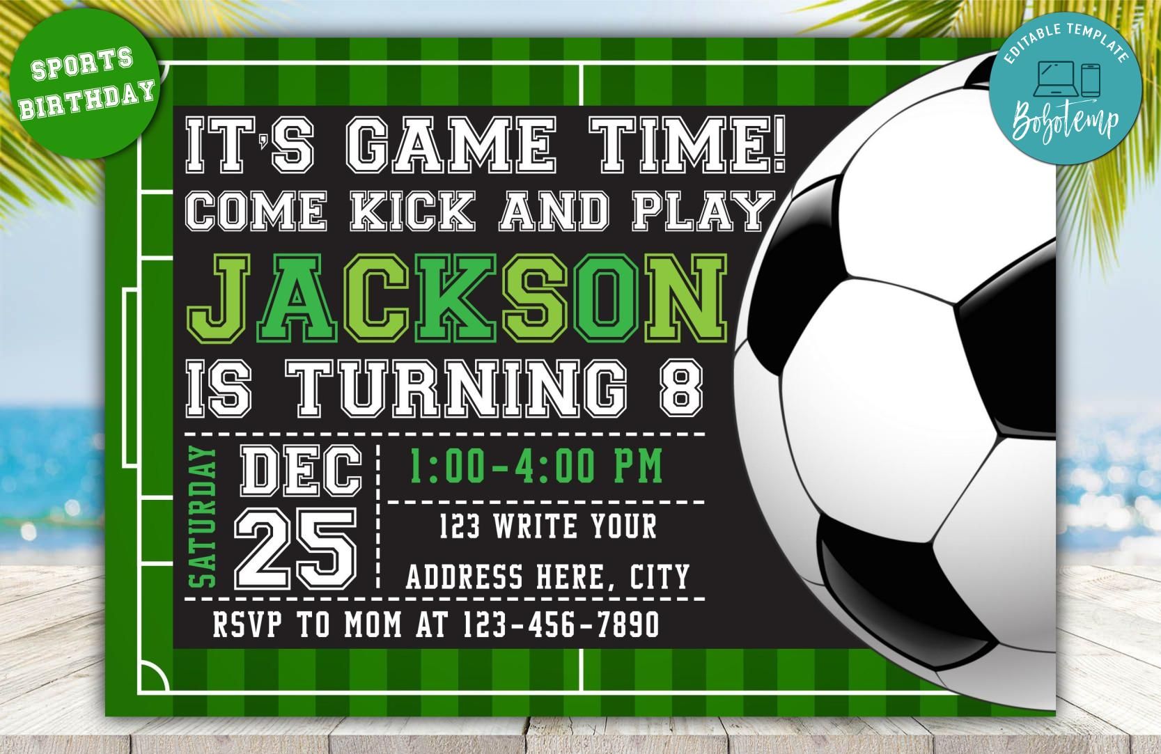 Editable Soccer Birthday Invitation Instant Download Createpartylabels