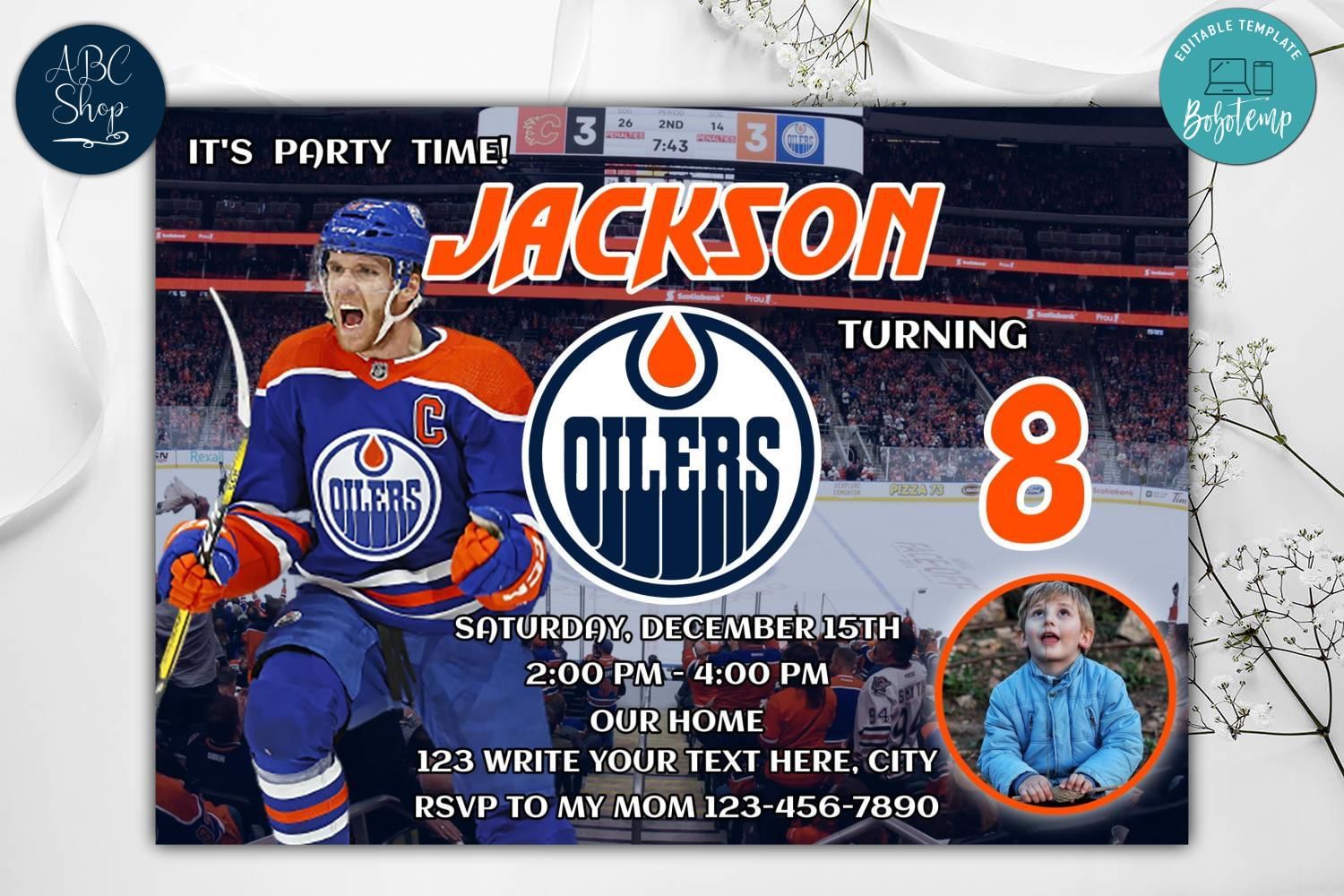 Edmonton Oilers Birthday Invitation Instant Download | Bobotemp