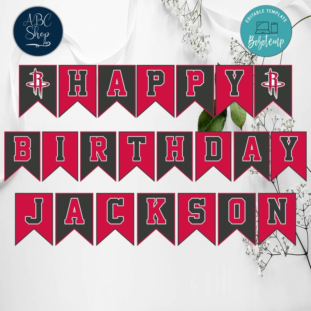 Houston Rockets Birthday Banner Digital Files | Bobotemp