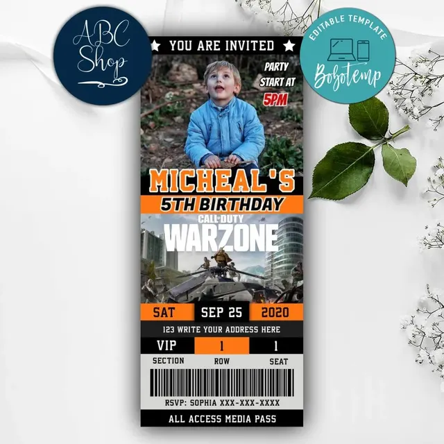 Call Of Duty Birthday Invitation Printable Template Call Of Duty