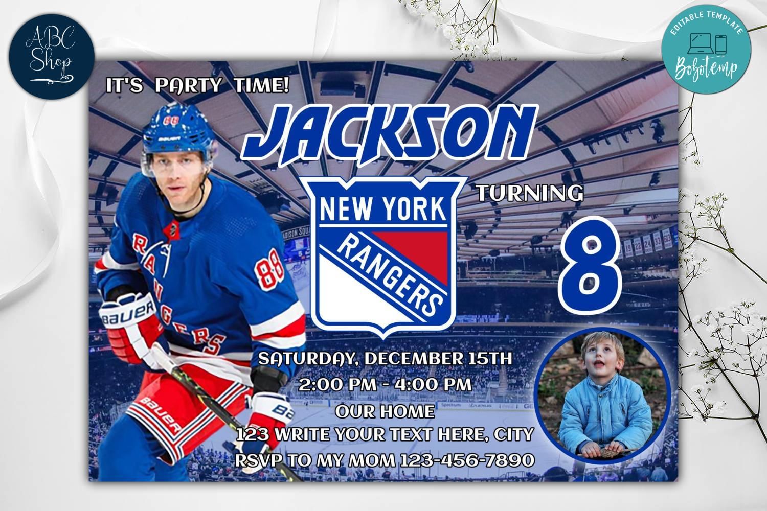 New York Rangers Birthday Invitation Instant Download | Bobotemp