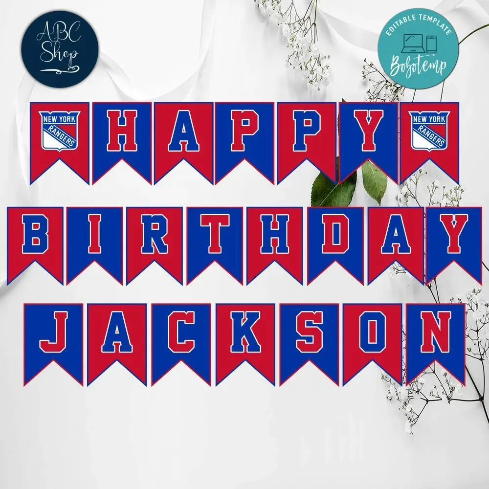 New York Rangers Birthday Banner Digital Files | Bobotemp