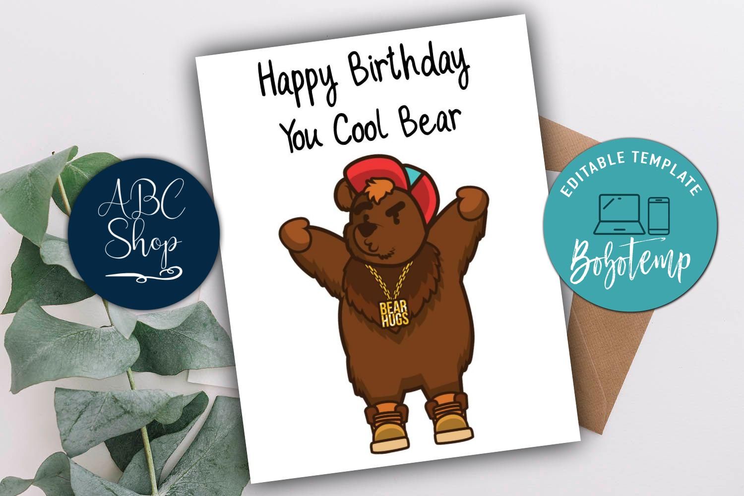 Printable Bear Birthday Card Instant Instant Download | Bobotemp