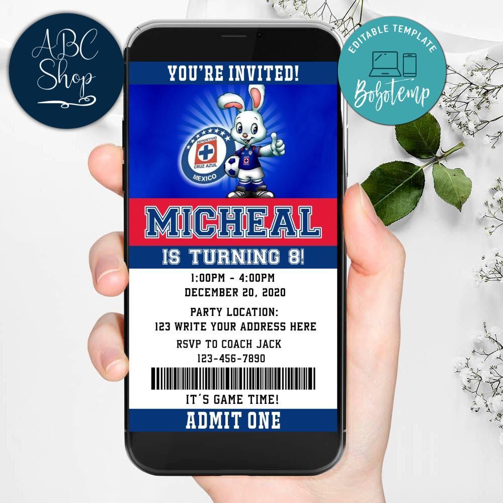 Electronic Cruz Azul Electronic Invite Birthday Invites Instant ...