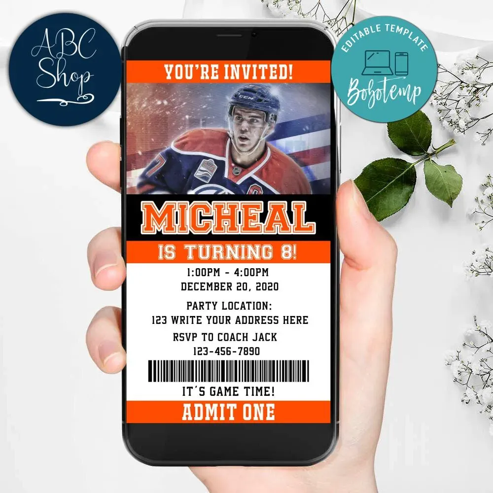 Electronic Edmonton Oilers Electronic Invite Birthday Invitations DIY ...
