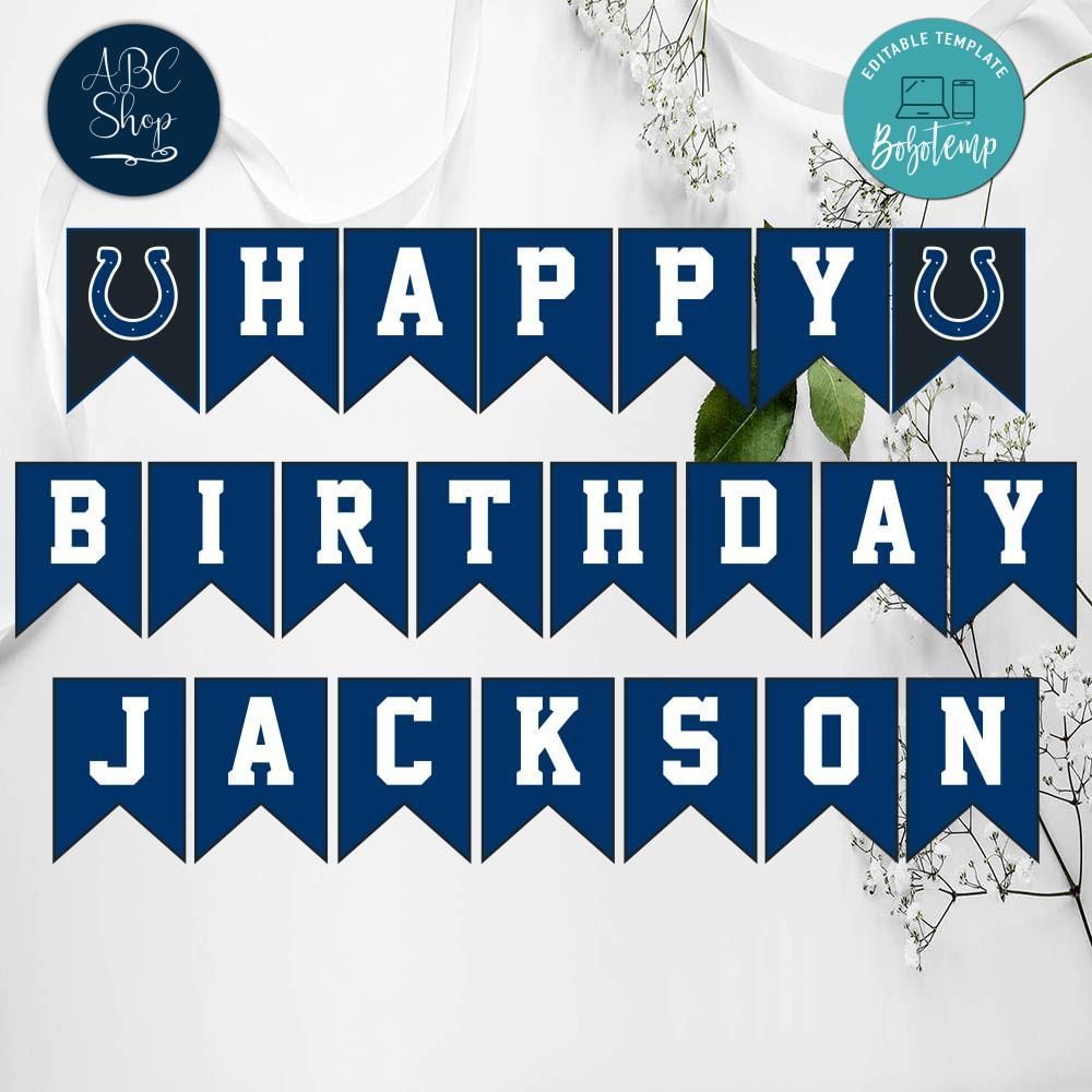 Indianapolis Colts Birthday Banner Instant Download | Bobotemp