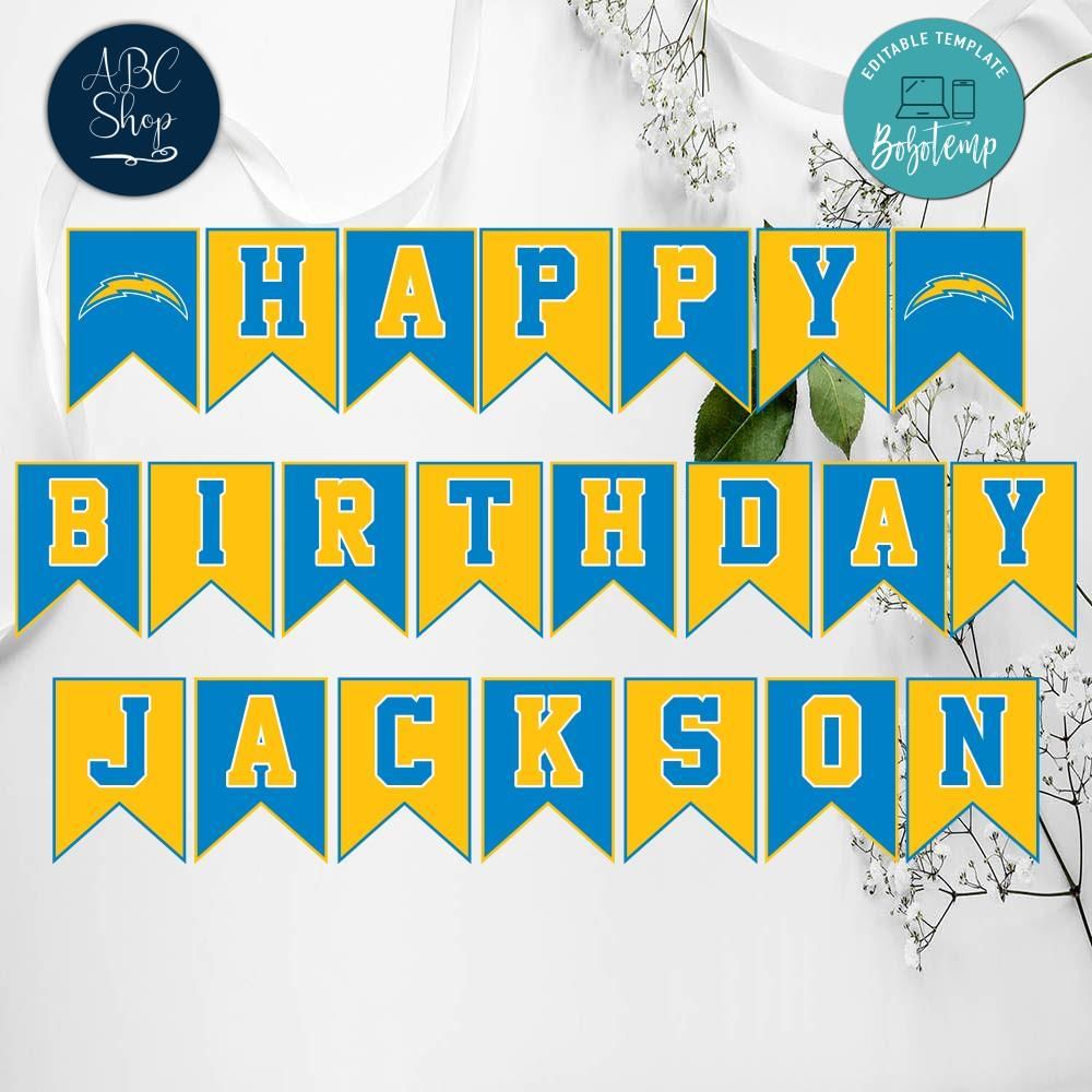 Los Angeles Chargers Birthday Banner Instant Download | Bobotemp