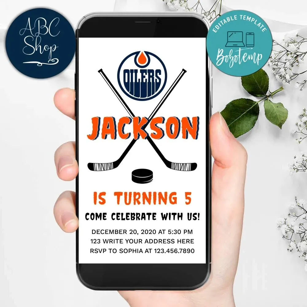 Electronic Edmonton Oilers Electronic Invite Birthday Invitations DIY ...
