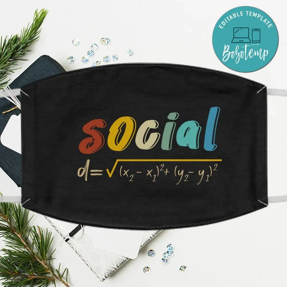 Social Distance Formula Math Fabric Face Mask - Daily Use Fabric | Bobotemp