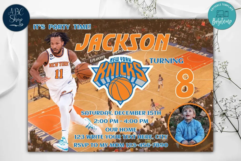 New York Knicks Birthday Invites Template to Print at Home DIY | Bobotemp