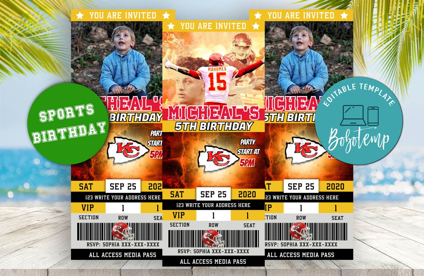 Kansas City Chiefs Birthday Ticket Invitaciones Descarga instantánea ...