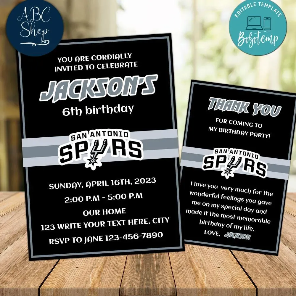 San Antonio Spurs Party Invitations Instant Download | Bobotemp