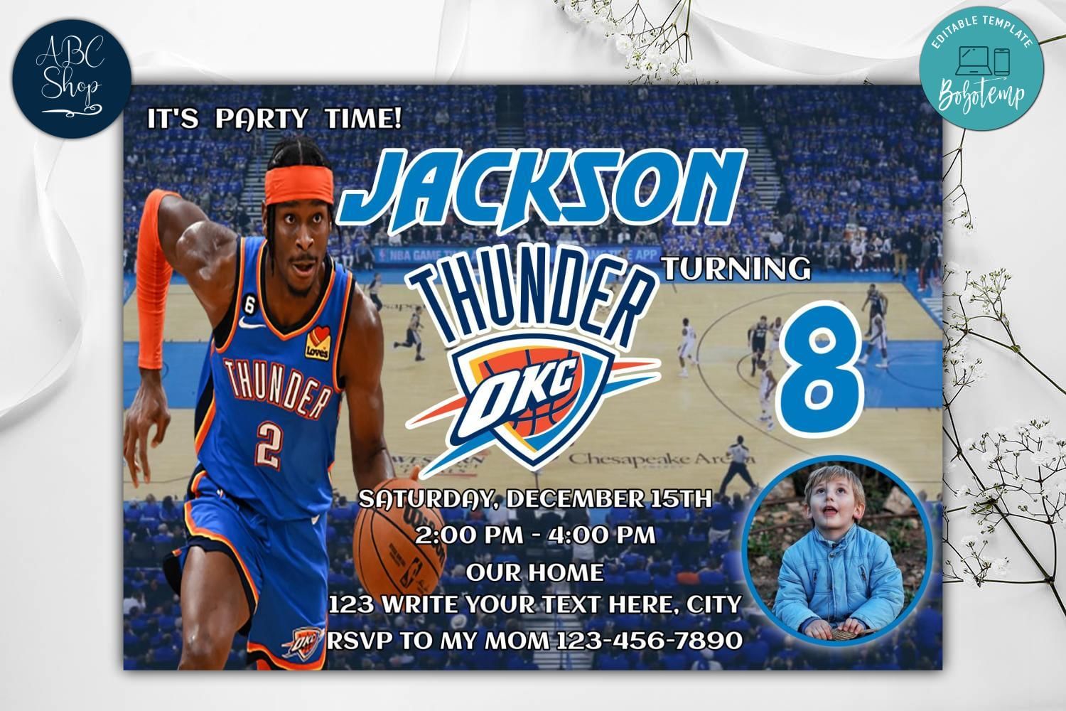 Oklahoma City Thunder Birthday Invitation Instant Download | Bobotemp