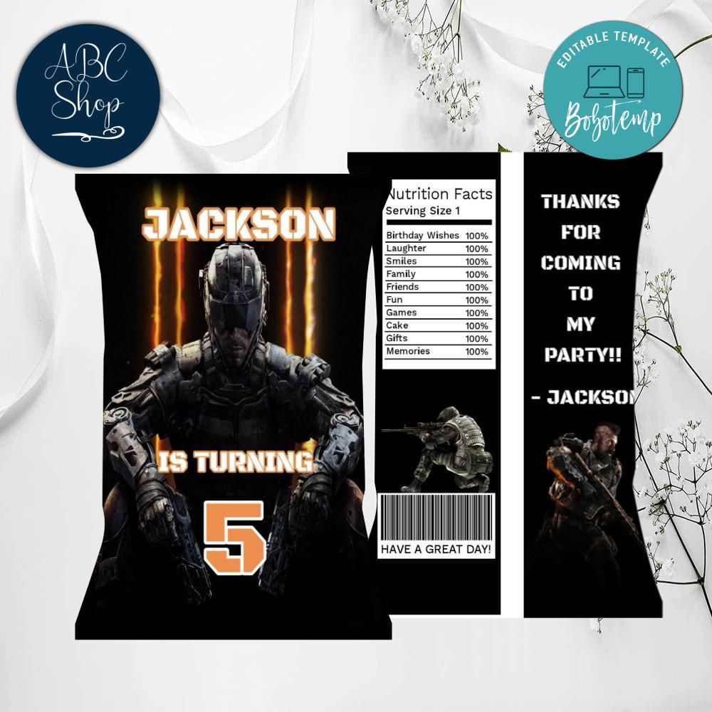 Call Of Duty Chip Bags Digital File Printable Instant Download | Bobotemp