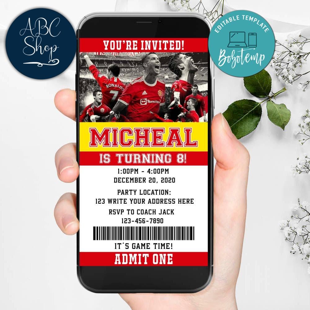 Electronic Manchester United Cristiano Ronaldo Invitation DIY | Bobotemp