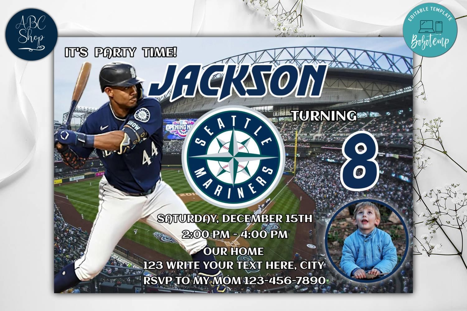 Seattle Mariners Birthday Invitation Instant Download | Bobotemp