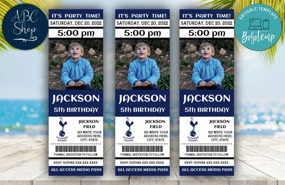 Tottenham Hotspur Birthday Ticket With Photo Invitation DIY | Bobotemp