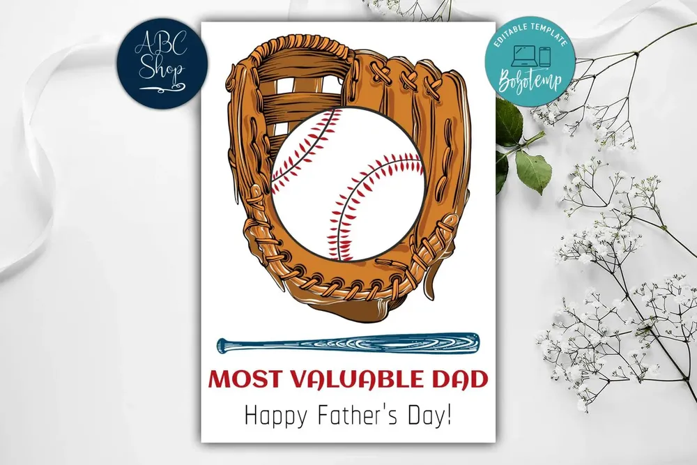 Printable Father's Day Baseball Most Valuable Dad Cards Instant D ...