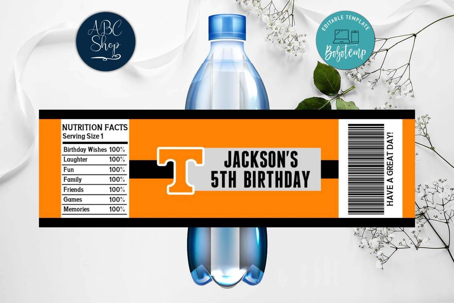 Printable Tennessee Volunteers Water Bottle Labels DIY | Bobotemp