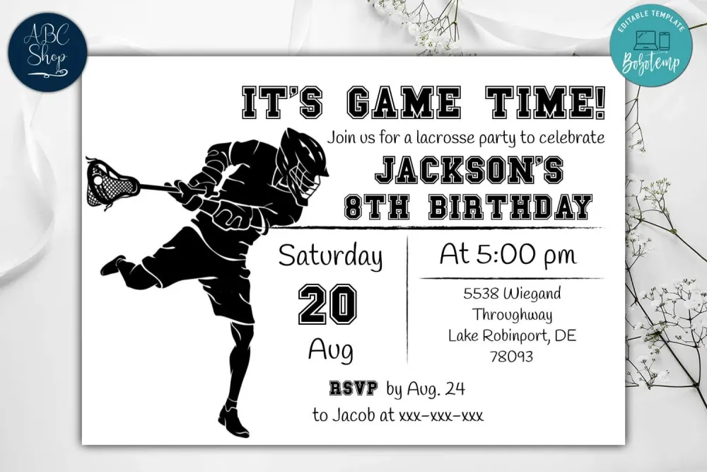 Lacrosse Birthday Invitation Instant Download | Bobotemp