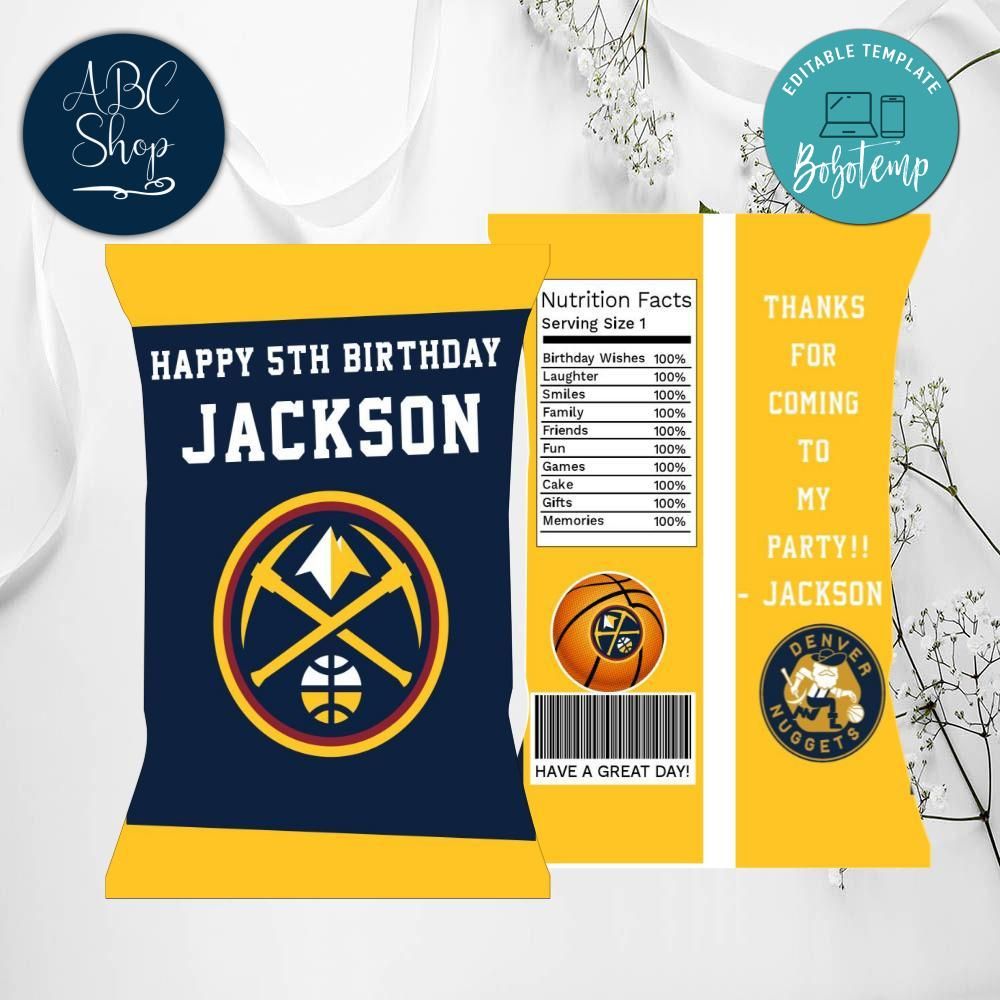 Denver Nuggets Chip Bags Digital File Printable Instant Download | Bobotemp