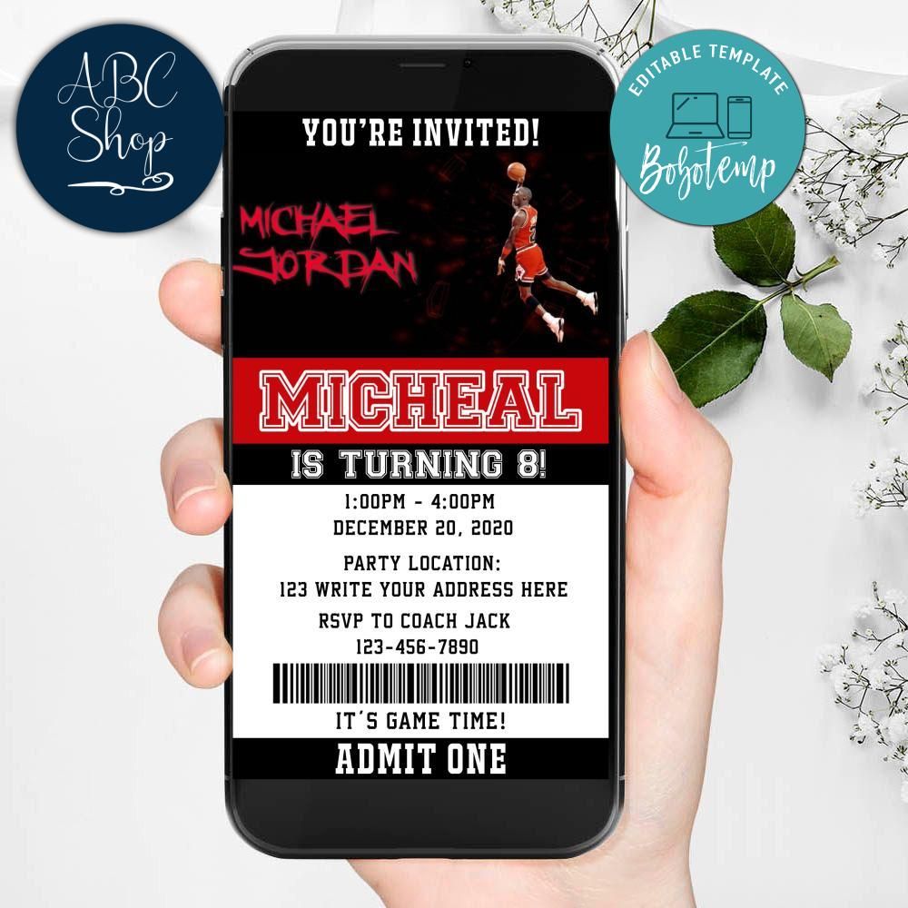 Michael Jordan Jordan Ticket Invite Birthday Invitations DIY | Bobotemp