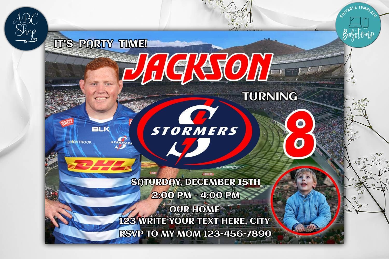 Stormers rugby invitation Instant Download | Bobotemp
