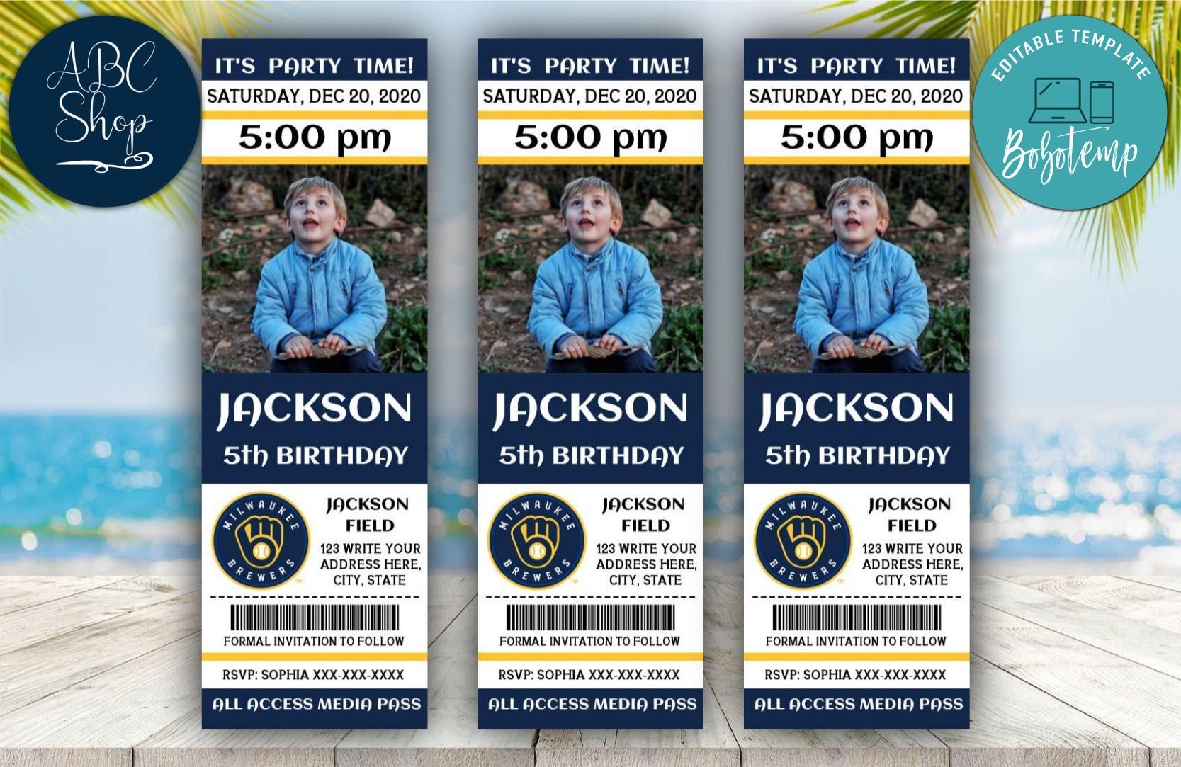 Milwaukee Brewers Birthday Ticket With Photo Invitation DIY | Bobotemp