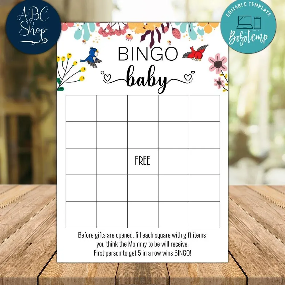 Bird Bingo Baby Baby Shower Game Instant Download | Bobotemp