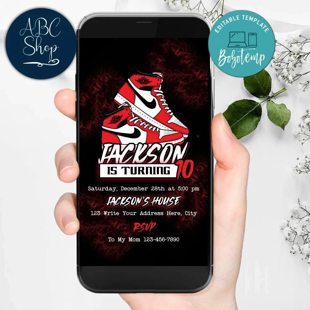 Sneaker Ball Mobile Invitation Instant Download | Bobotemp