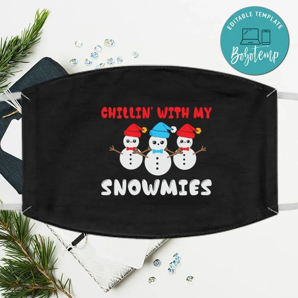 Xmas Snowman Chillin with My Snowmies Face Mask | Bobotemp Shop