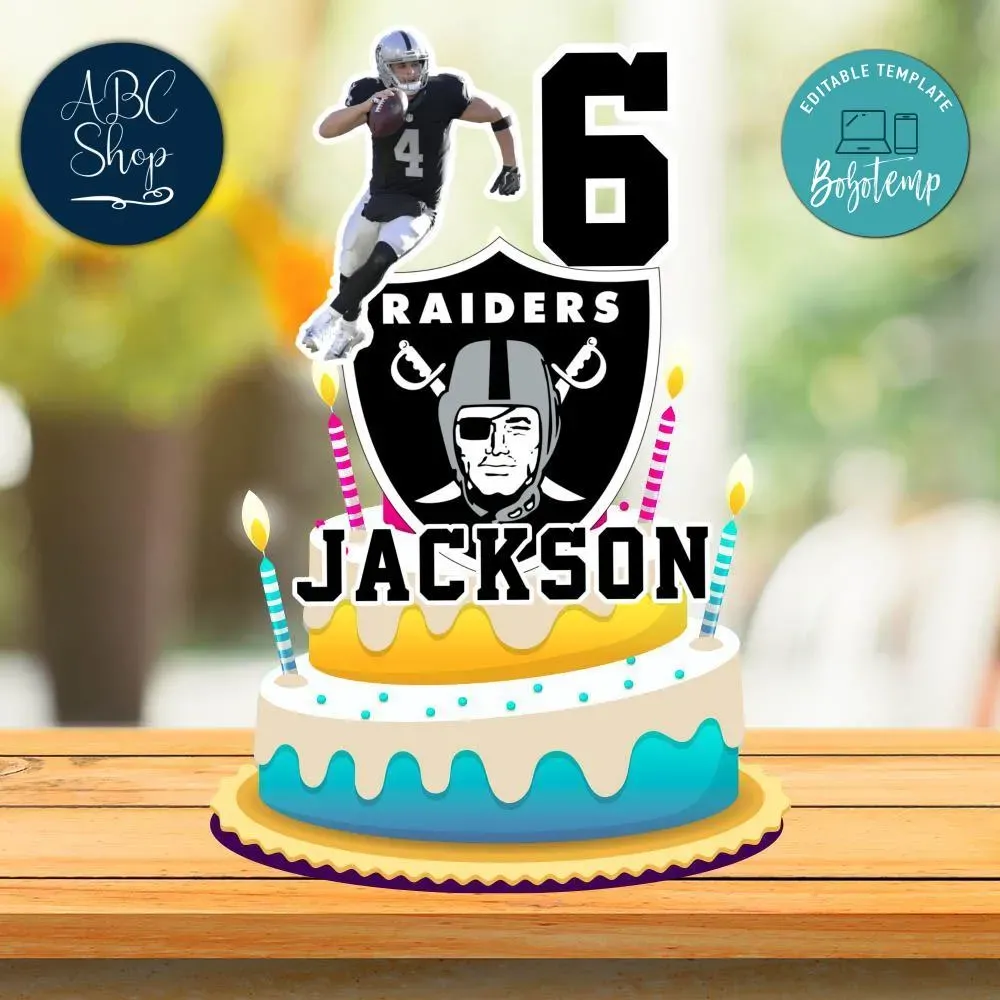 Printable Derek Carr Birthday Cake Topper Template DIY | Bobotemp