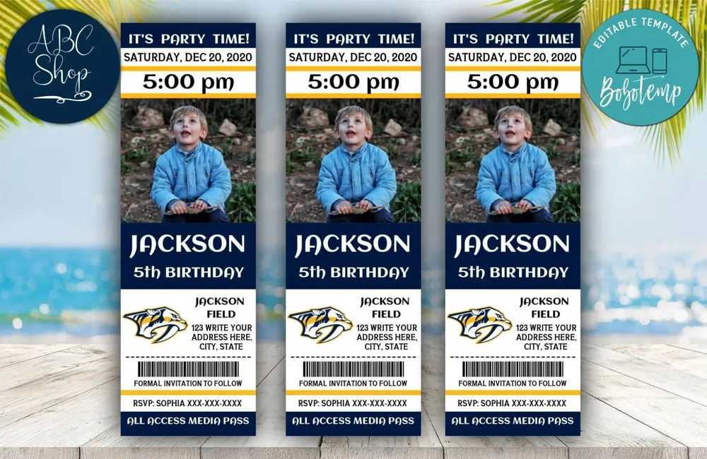 Printable Nashville Predators Birthday Invitation DIY | Bobotemp