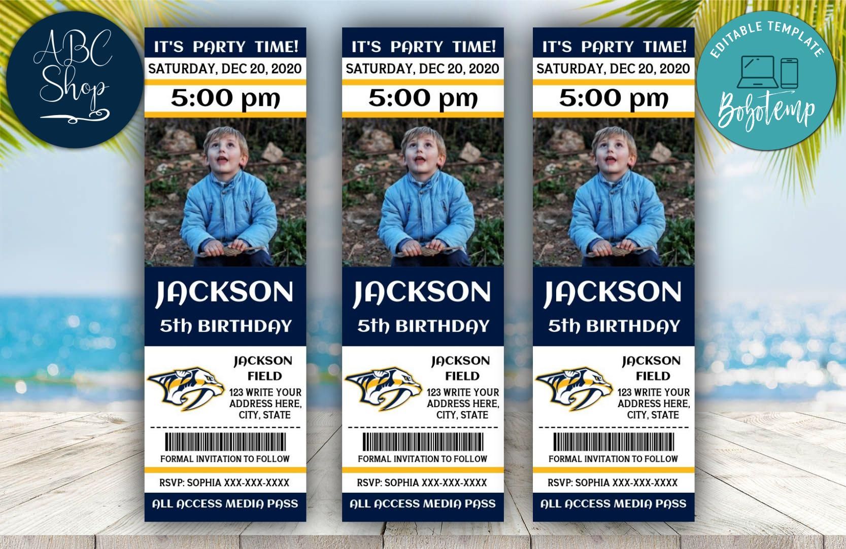 Printable Nashville Predators Birthday Invitation DIY | Bobotemp