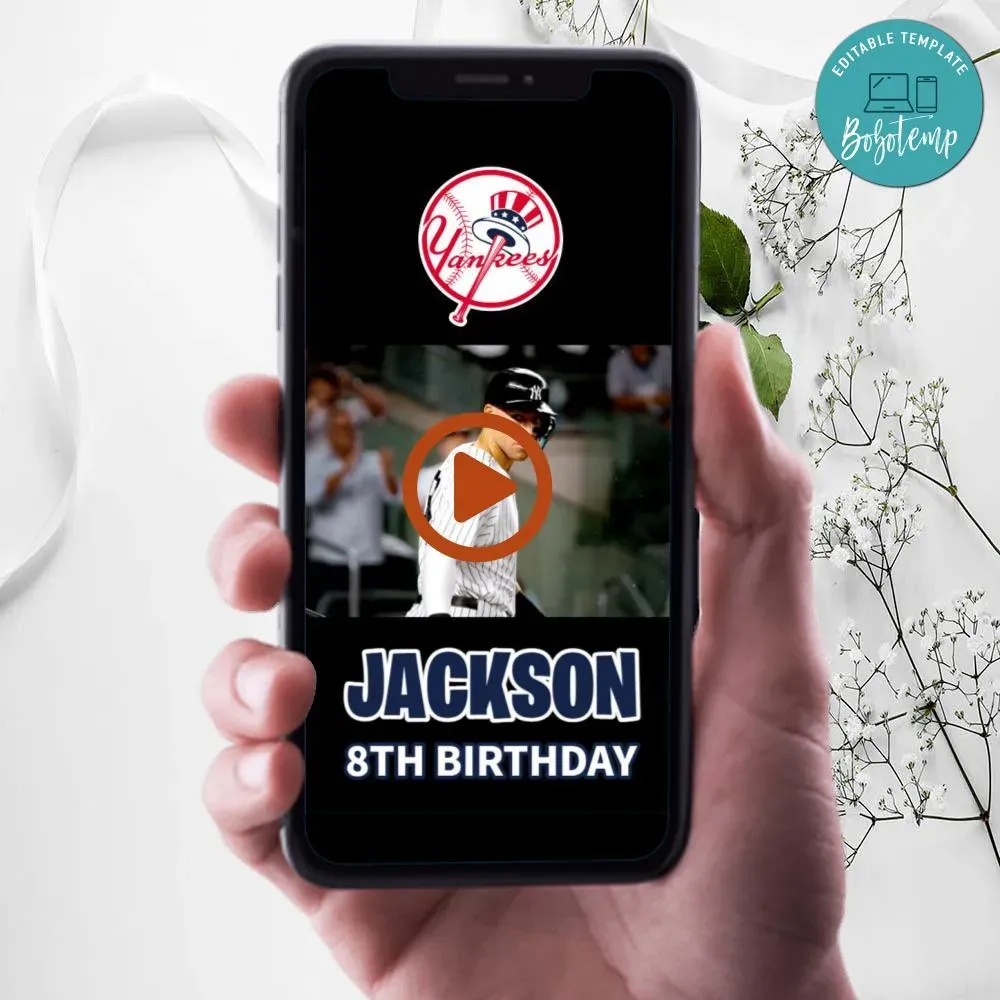 New York Yankees Invitation Digital Template Instant Download | Bobotemp