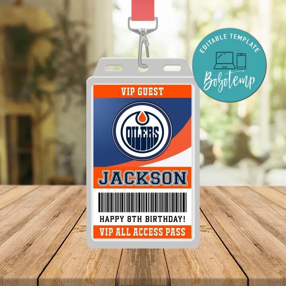Edmonton Oilers Vip Pass Birthday Instant Download | Bobotemp