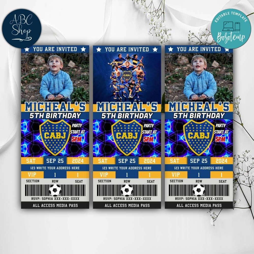 Boca Juniors Birthday Ticket Invitation Instant Download | Bobotemp