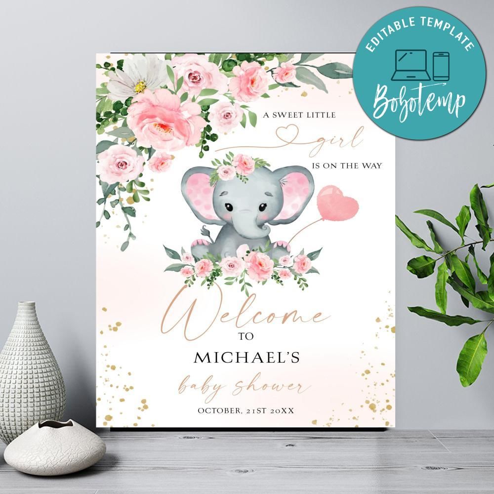 Elephant Welcome Sign Customizable Template Instant Download | Bobotemp