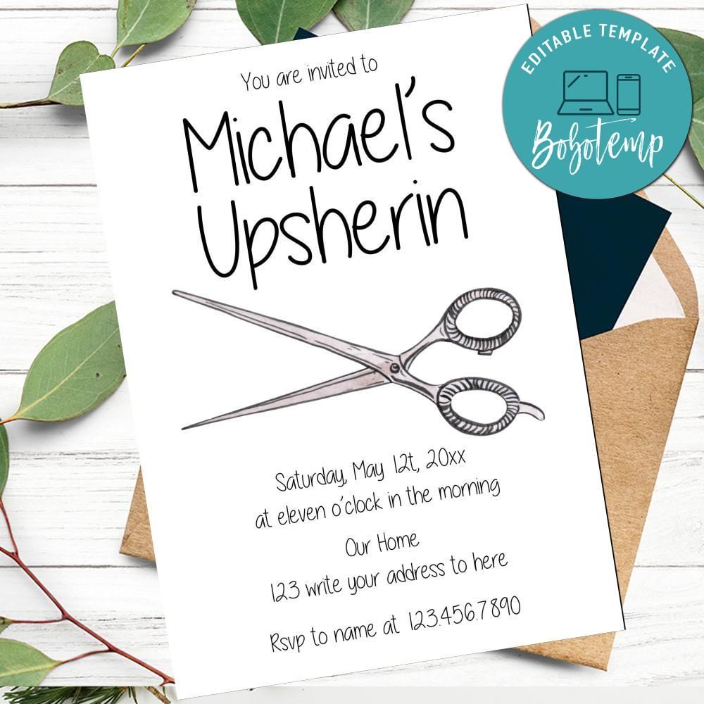 Upsherin Invitation Template to Print at Home DIY | Bobotemp
