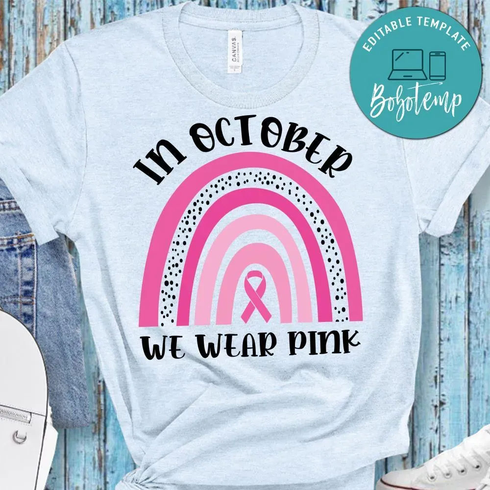 In October we wear pink Gift PNG file template | Bobotemp Shop