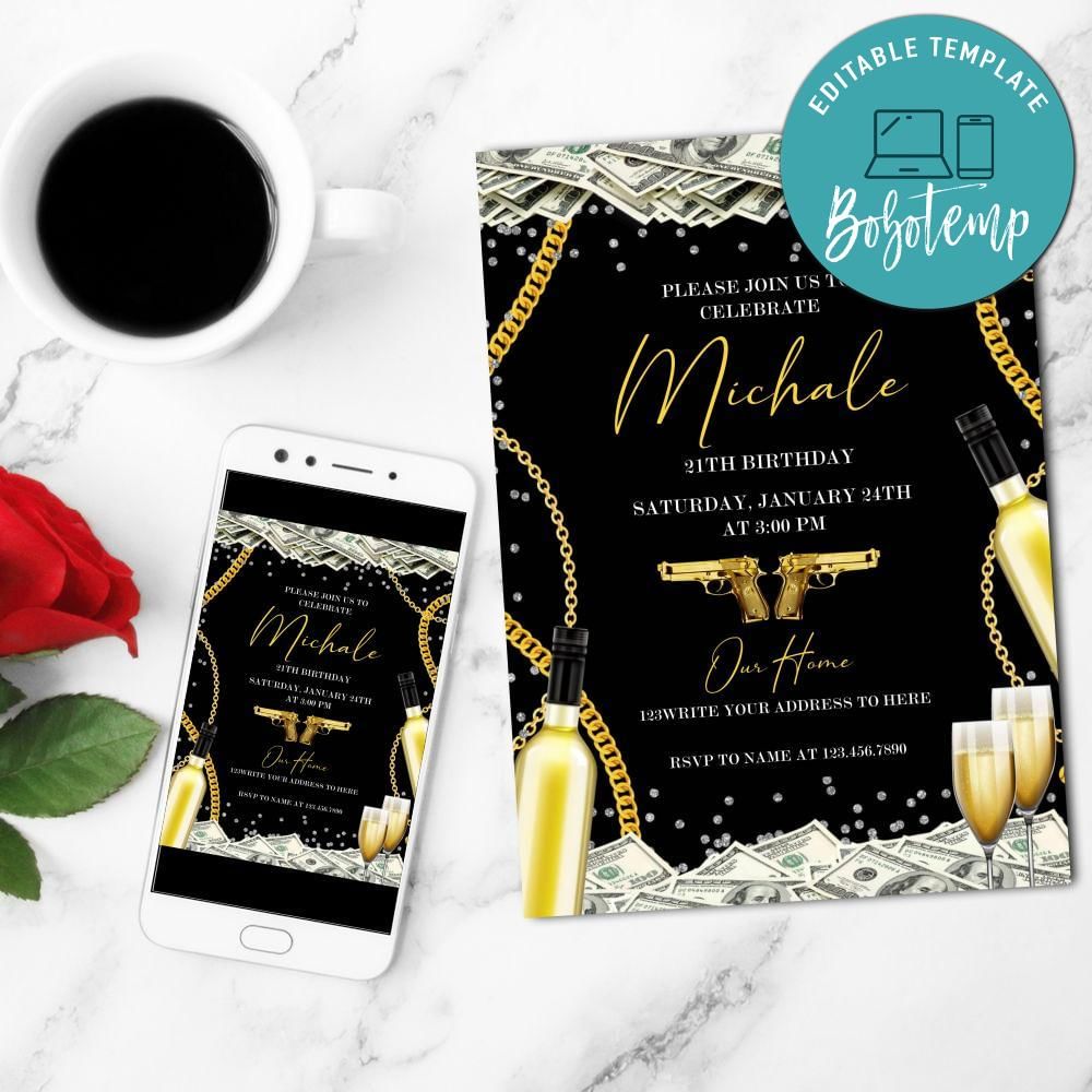 Buchon birthday Invitation Template to Print at Home DIY | Bobotemp