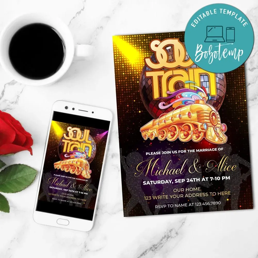 Soul train Save the date Invitation Printable Instant Download | Bobotemp