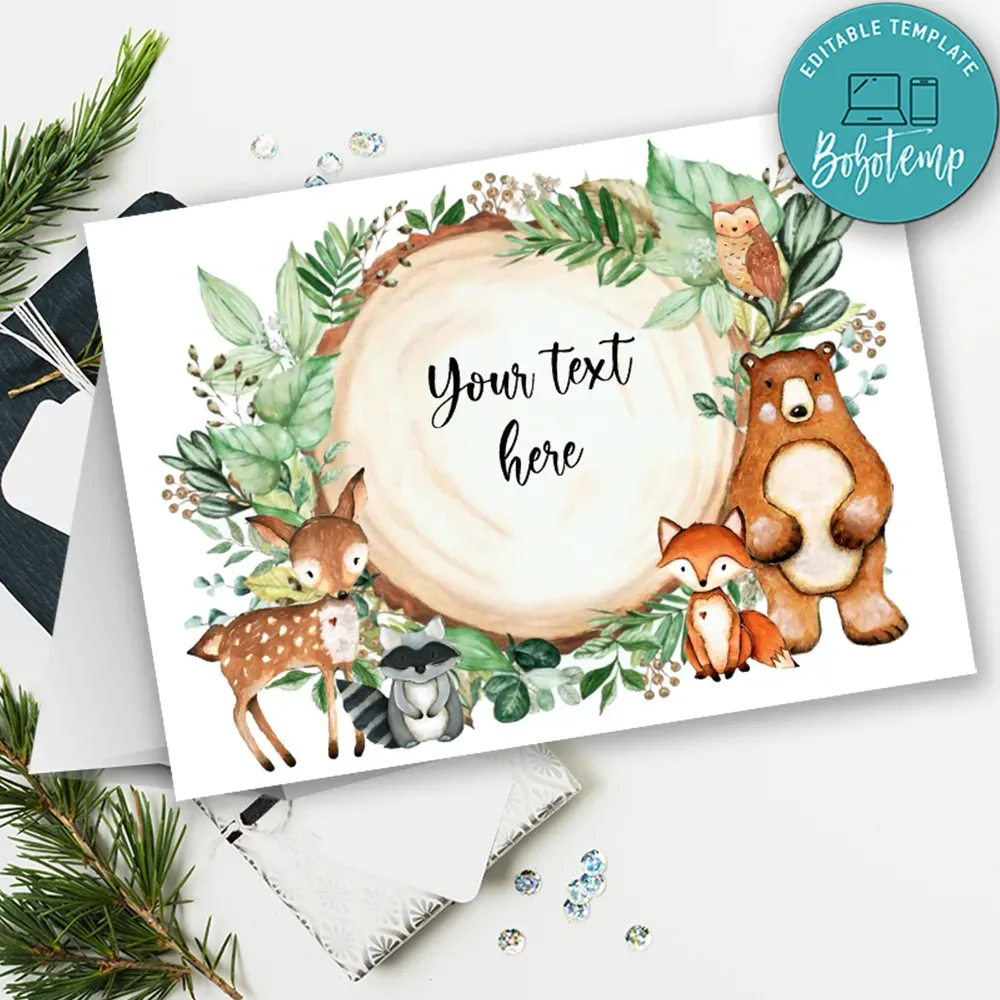 Woodland Animals Place Cards Digital File Printable DIY | Bobotemp