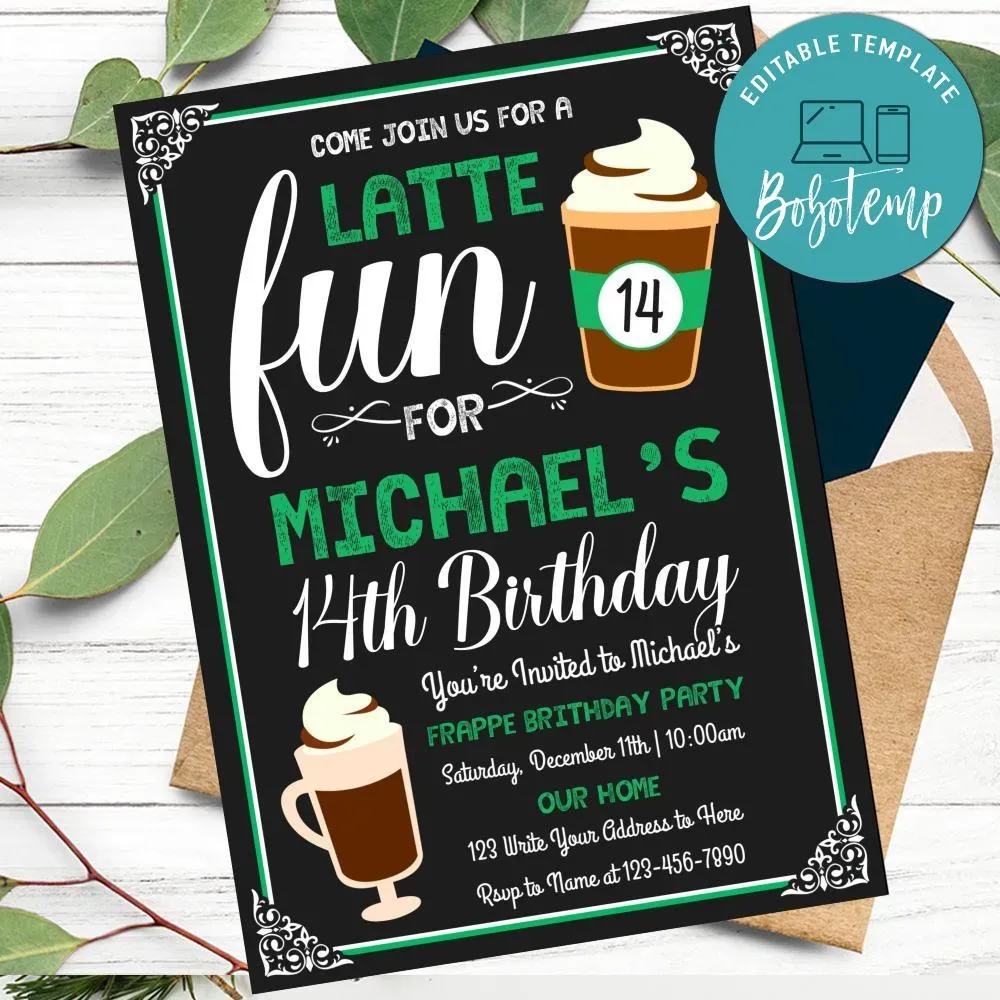 Coffee Invitation Customizable Template DIY | Bobotemp