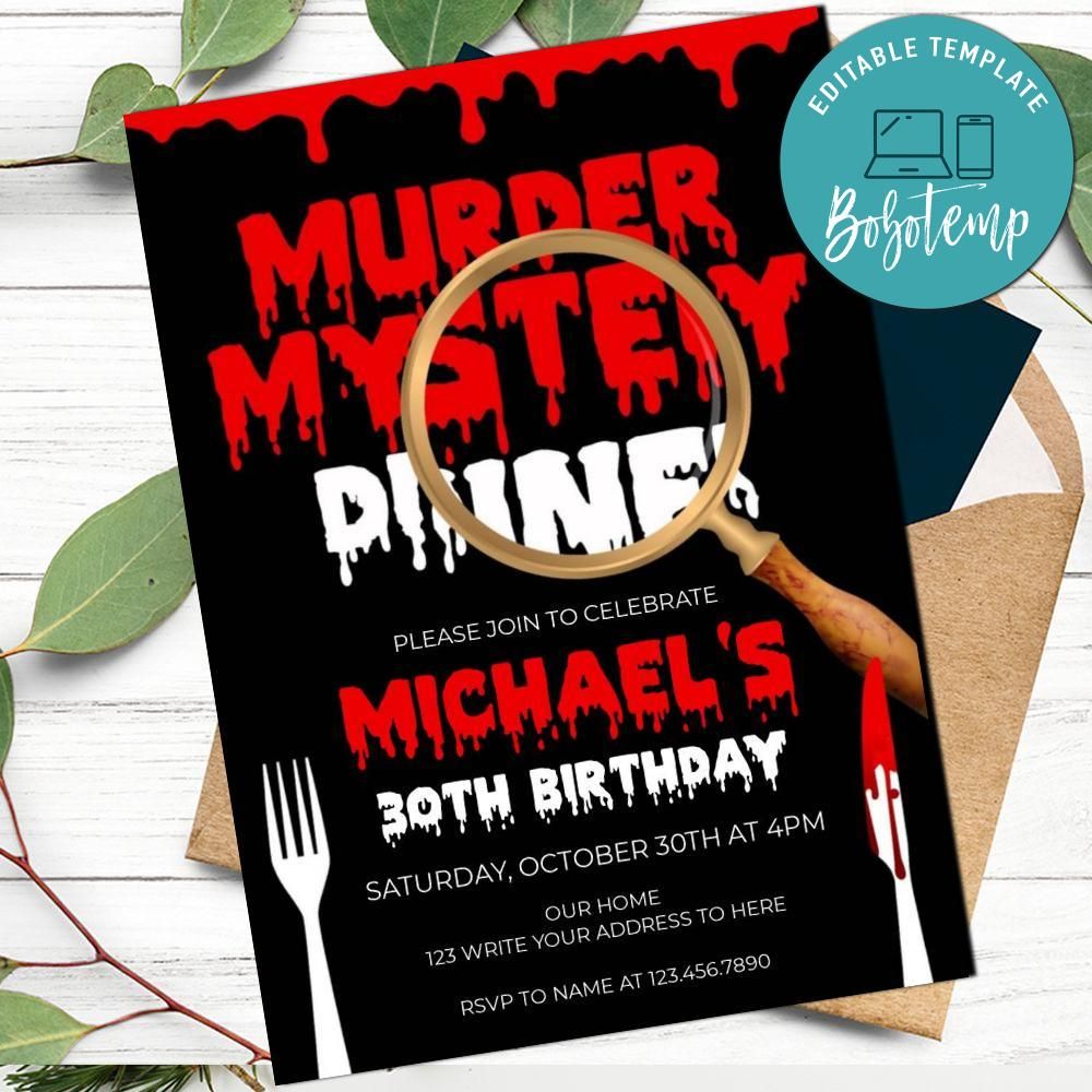 Murder mystery Invitation Customizable Template | Bobotemp