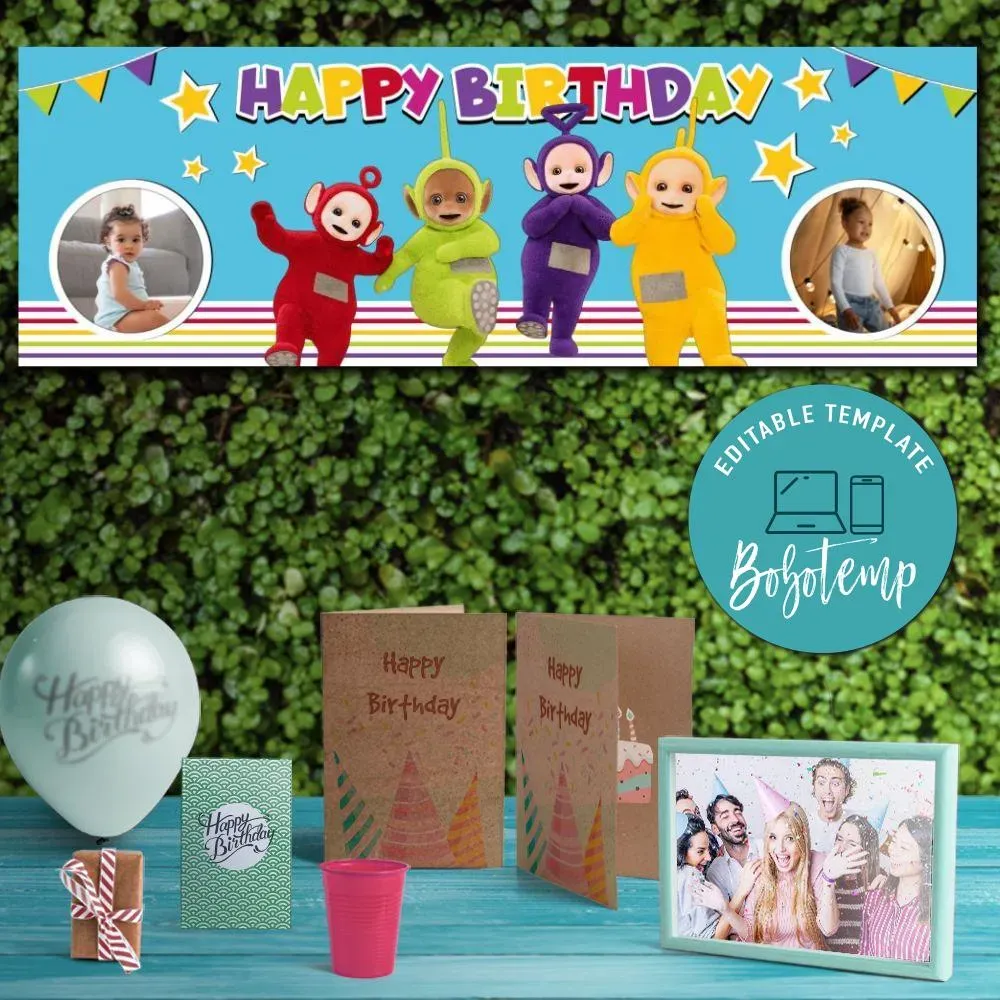 Teletubbies Birthday Party Banner Printable Instant Download | Bobotemp